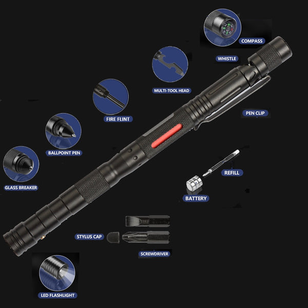 16 In 1 Survival Tool Flashlight/Pen/Flint and More! Stealth Angel Sur ...