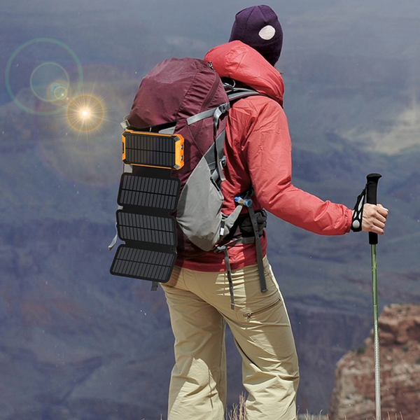 4 Solar Panel Power Bank Pro 20,000mAh with 4 Built in Cables Qi Wirel ...