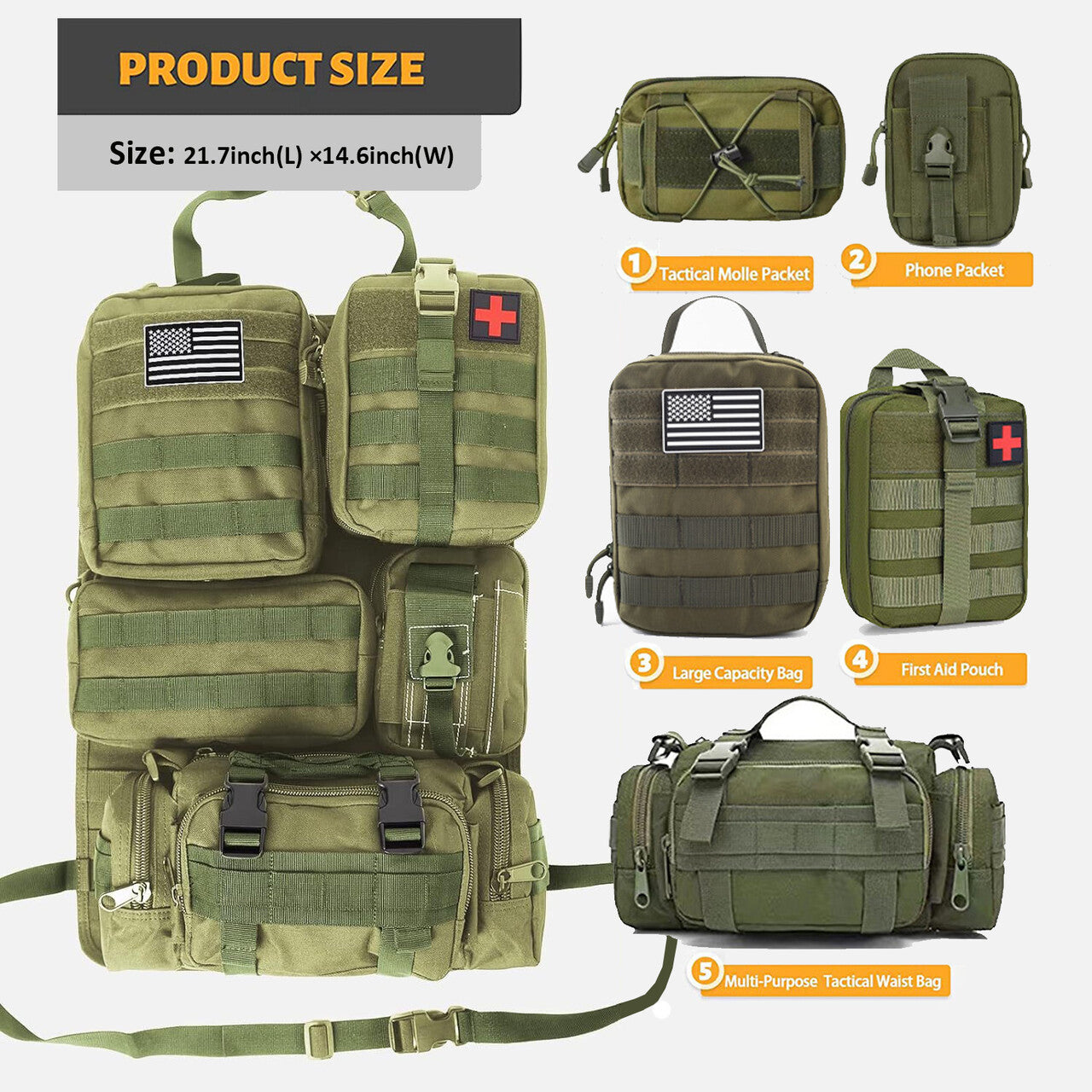 Tactical Back Seat Molle Organizer - Stealth Angel Survival - Stealth ...