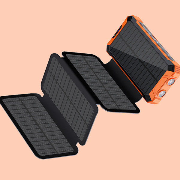 4 Solar Panel Power Bank Pro 20,000mAh with 4 Built in Cables Qi Wirel ...