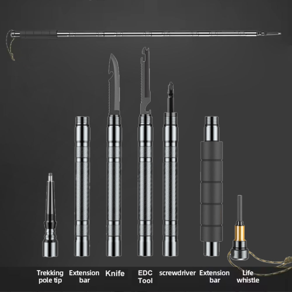Hiking Pole 15-in-1 Multi-Function Lightweight Walking Stick Stealth A ...