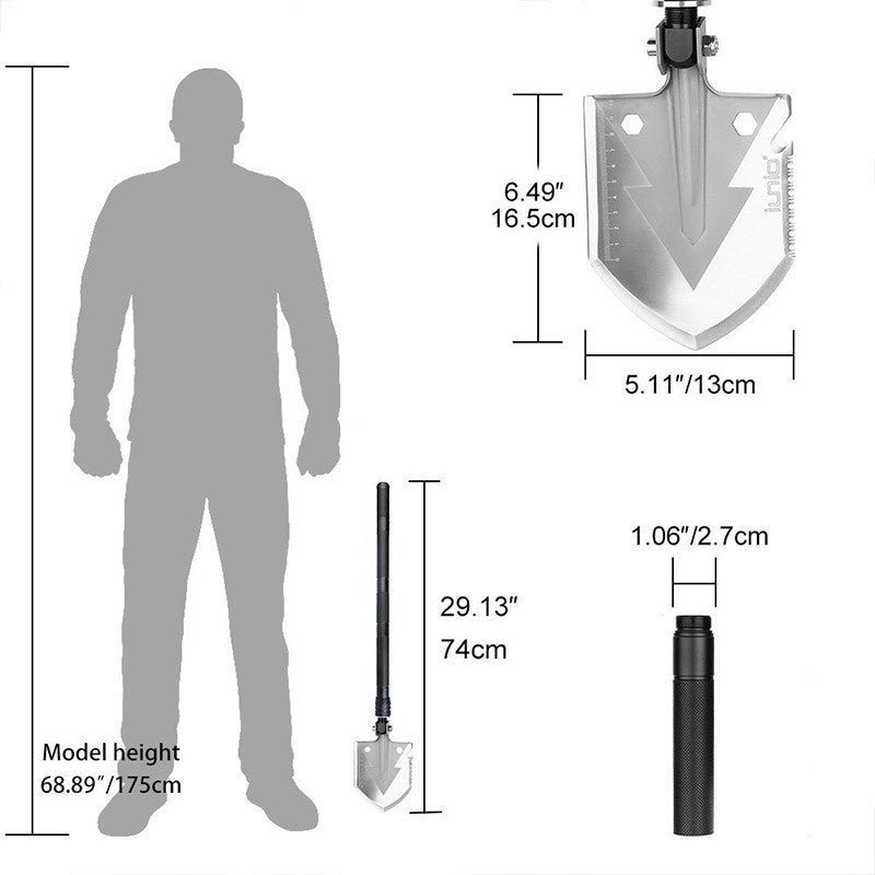 15-in-1 Heavy-Duty Multi-Function Folding Shovel (Black) Stealth Angel ...