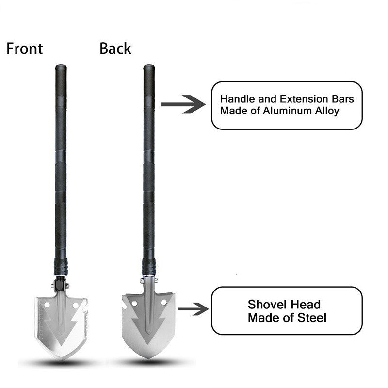 15-in-1 Heavy-Duty Multi-Function Folding Shovel (Black) Stealth Angel ...