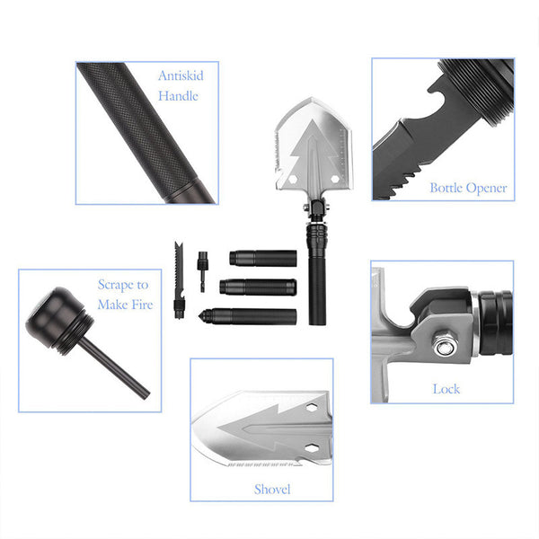 15-in-1 Heavy-Duty Multi-Function Folding Shovel (Black) Stealth Angel ...