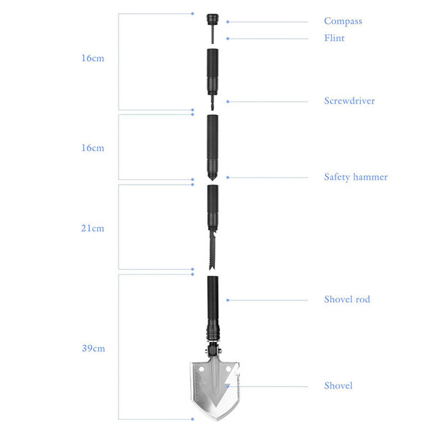 15-in-1 Heavy-Duty Multi-Function Folding Shovel (Black) Stealth Angel ...