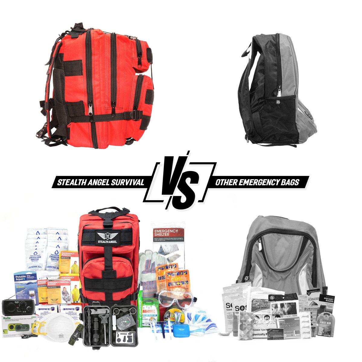 2 Person Emergency Preparedness Kit / Red Survival Backpack (72 Hours ...