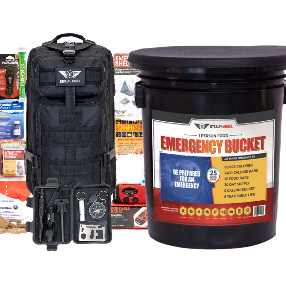 1 Person Pro Emergency Kit / Survival Bag & Food Bucket (30 Days) Stea ...