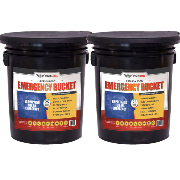 2 Person Food Emergency Bucket / 120,000 Calorie Food Bars (30 Day) St ...
