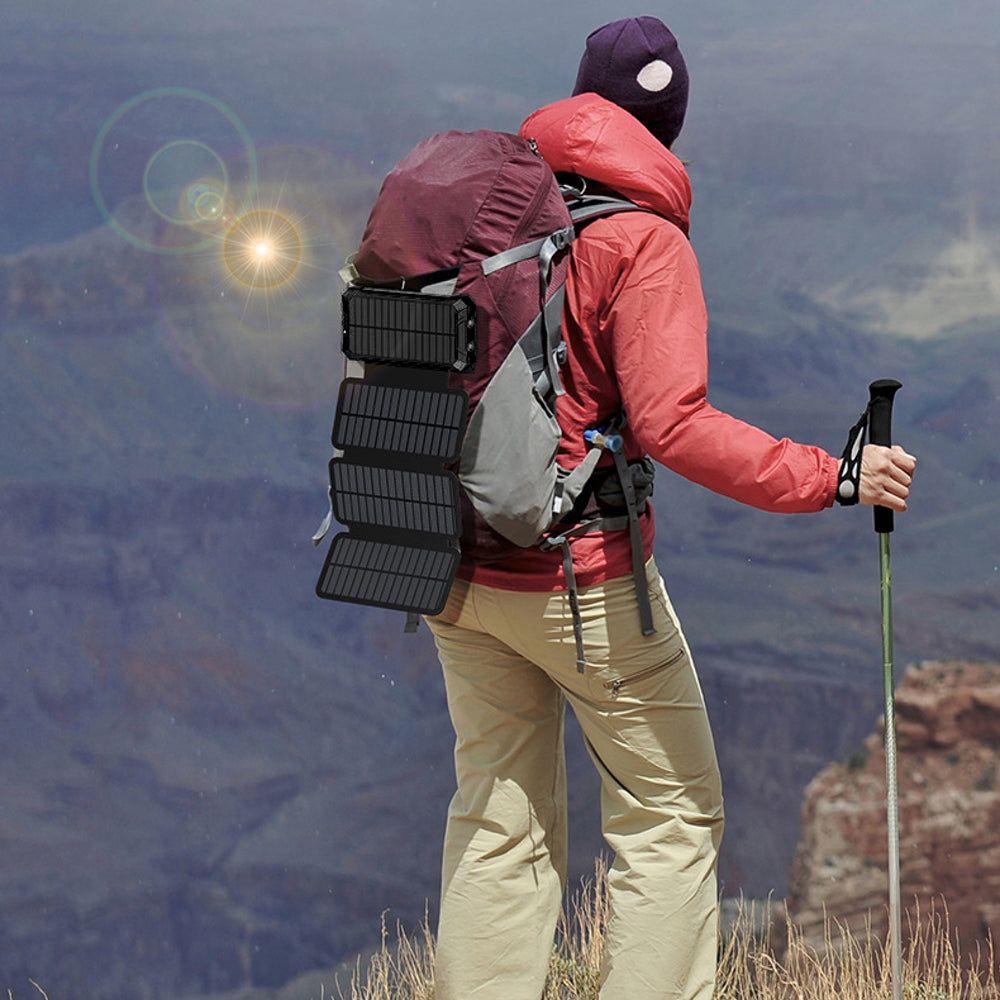 4 Solar Panel Power Bank Pro 20,000mAh with 4 Built in Cables Qi Wirel ...