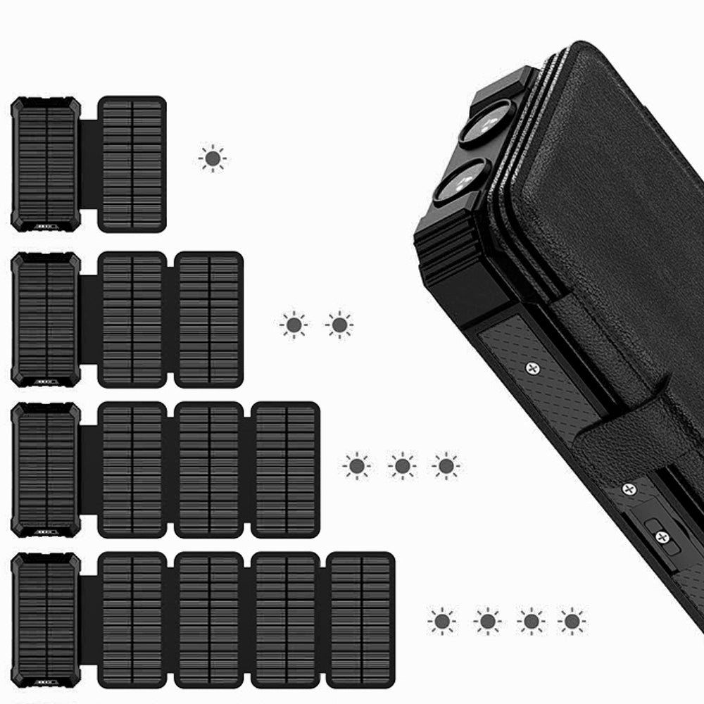 4 Solar Panel Power Bank Pro 20,000mAh with 4 Built in Cables Qi Wirel ...