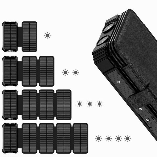 4 Solar Panel Power Bank Pro 20,000mAh with 4 Built in Cables Qi Wirel ...