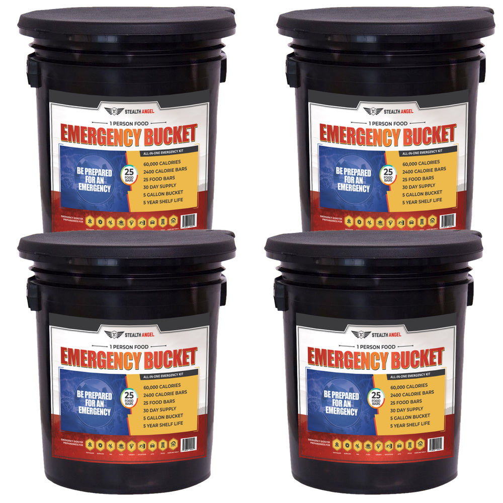 4 Person Food Emergency Bucket / 240,000 Calorie Food Bars (30 Day) St ...