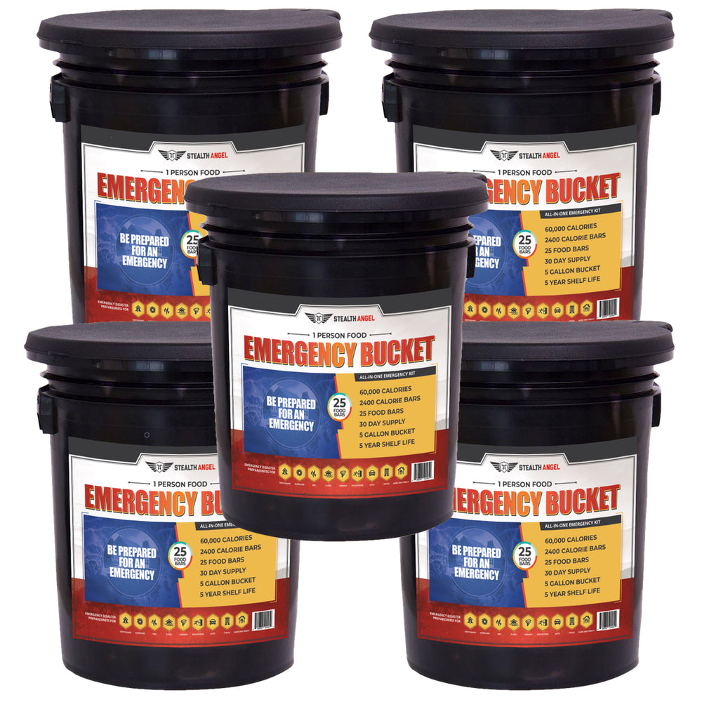 5 Person Food Emergency Bucket / 300,000 Calorie Food Bars (30 Day) St - Stealth Angel Survival