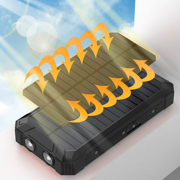 Solar Power Bank Pro 20,000mAh with 4 Built in Cables Qi Wireless Char ...