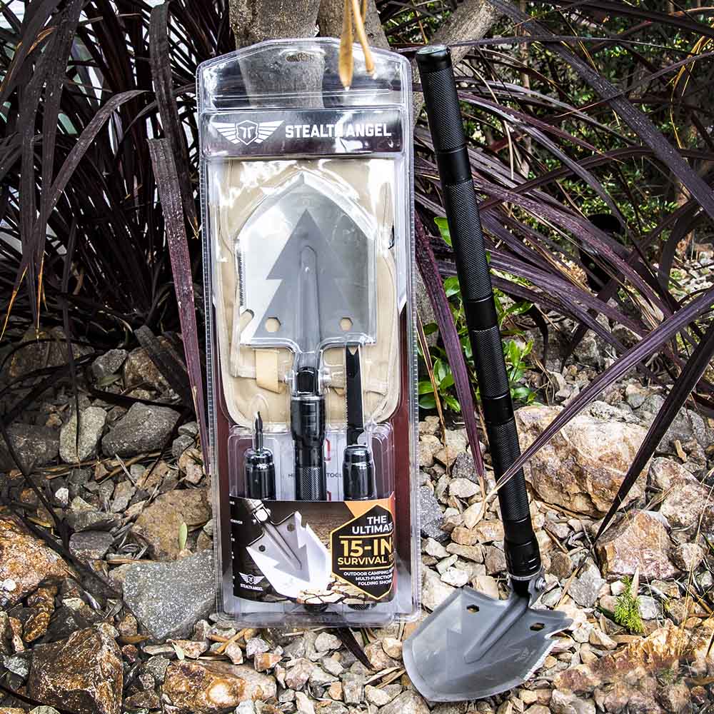 15-in-1 Heavy-Duty Multi-Function Folding Shovel (Black) Stealth Angel ...
