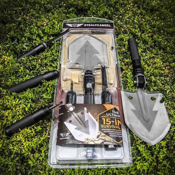 15-in-1 Heavy-Duty Multi-Function Folding Shovel (Black) Stealth Angel ...