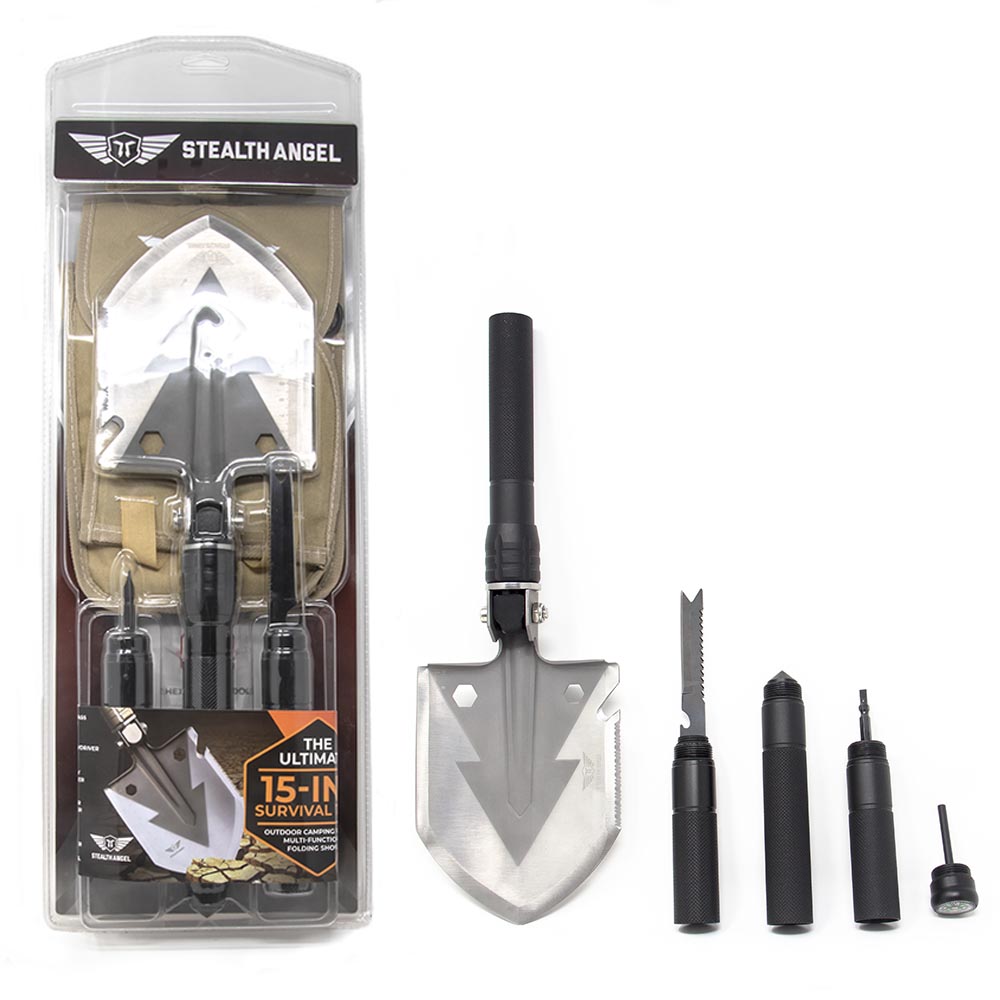 15-in-1 Heavy-Duty Multi-Function Folding Shovel (Black) Stealth Angel ...
