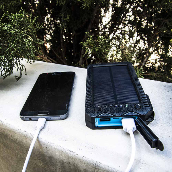 20,000 mAh Solar Charger w/ Fire Starter and Twin Flashlight Stealth A ...