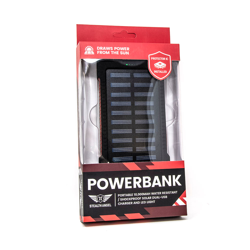 10,000mAH Water Resistant / Shockproof Solar Dual-USB Charger and LED ...