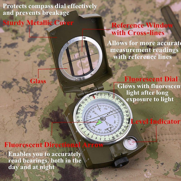 MLC1 Professional Military Lensatic Sighting Metal Compass with Carryi ...
