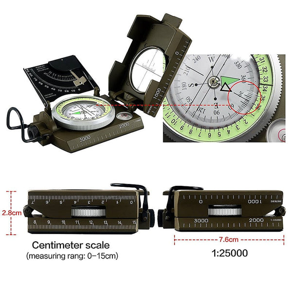 MLC2 Professional Military Lensatic Sighting Metal Compass with Inclin ...