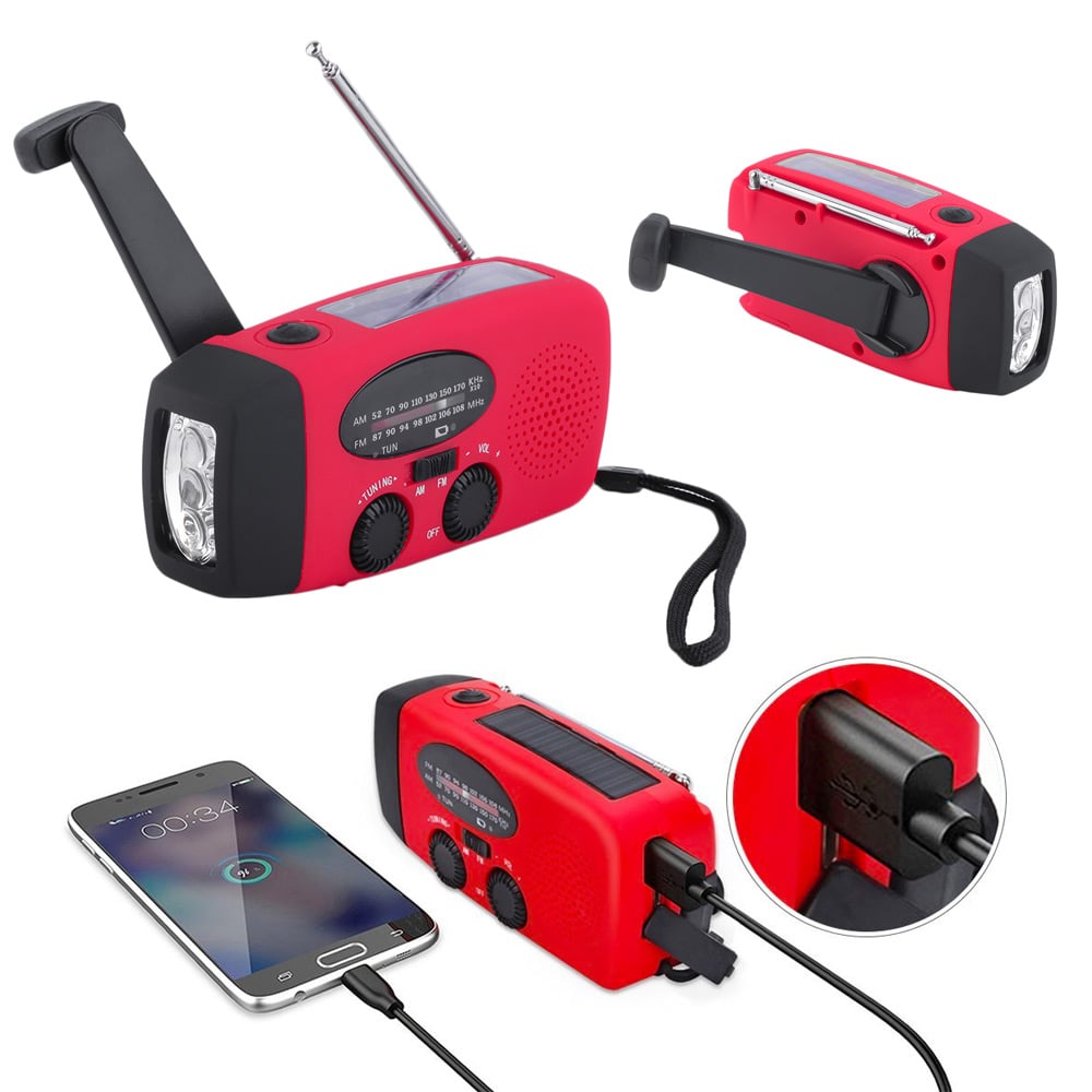 Portable Emergency Solar/Dynamo/DC & AM/FM/NOAA Radio & LED Flashlight ...