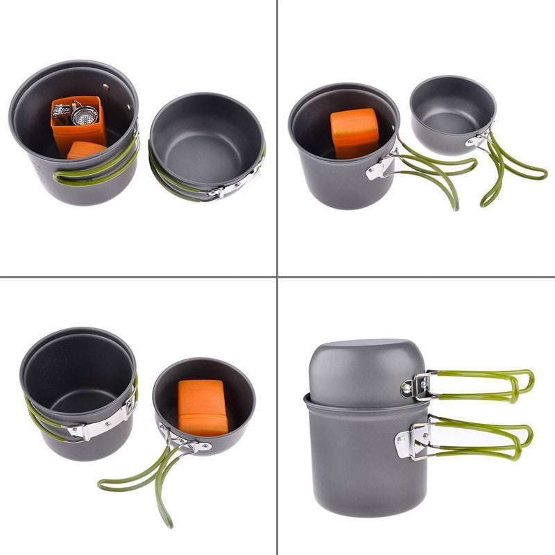 Ultralight Portable Outdoor Pot Pan & Stove Set with Piezo Ignition St ...