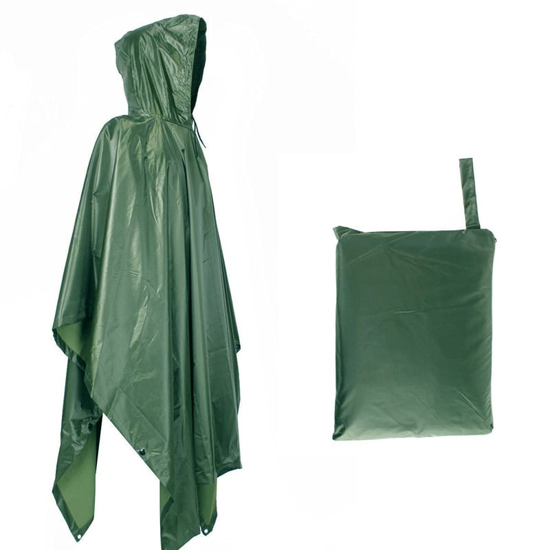 Military Style Hooded Rain Poncho & Multi-Purpose Waterproof Shelter ...
